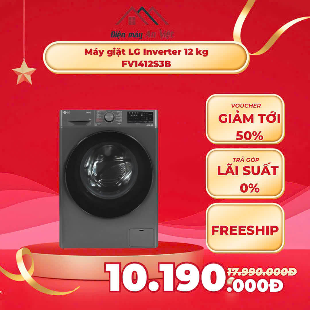 Máy giặt lồng ngang LG AI Inverter FV1412S3B - Điện máy An Việt